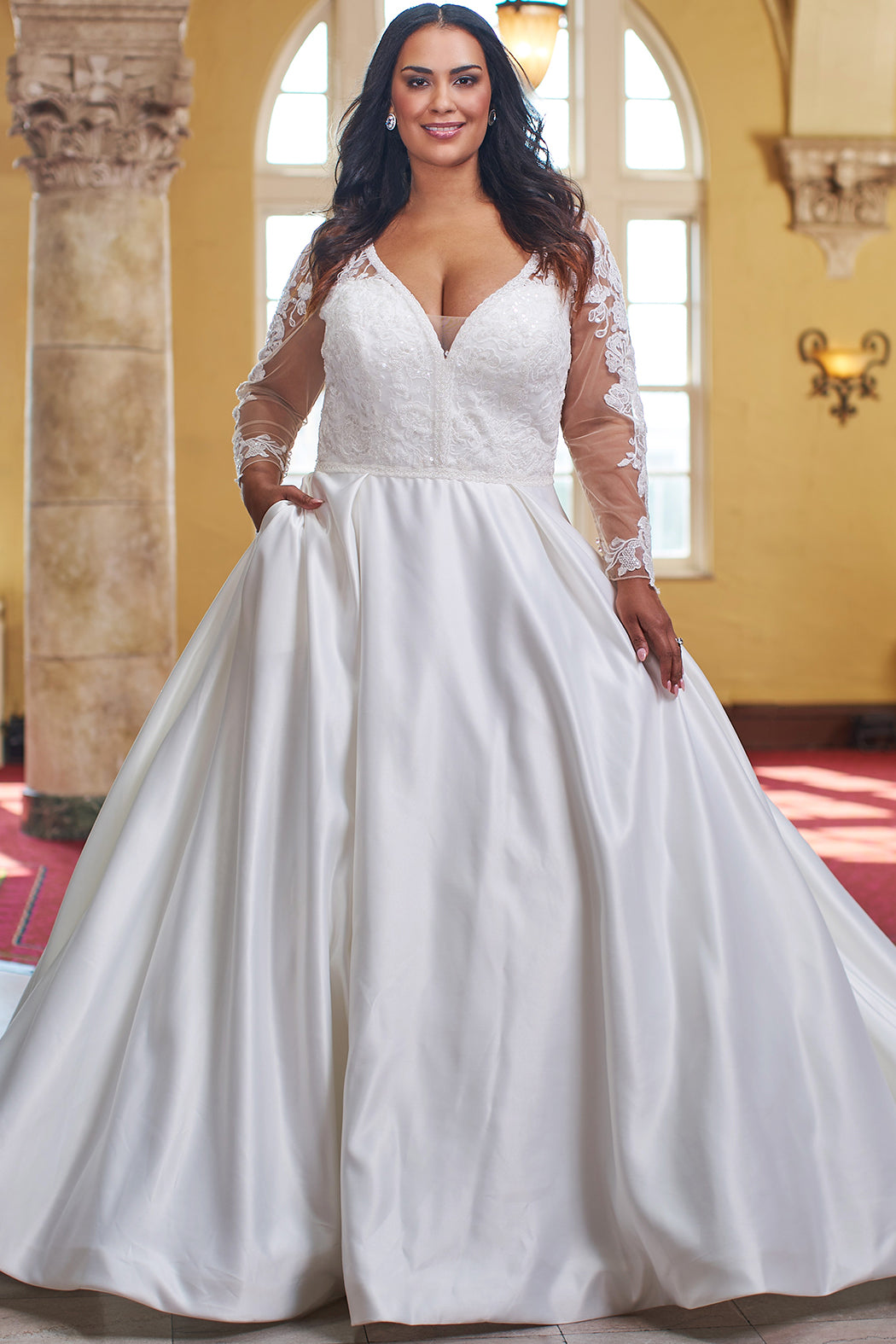 Super Plus Size Long Sleeve Wedding Gown - Michelle Bridal MB2418 ...