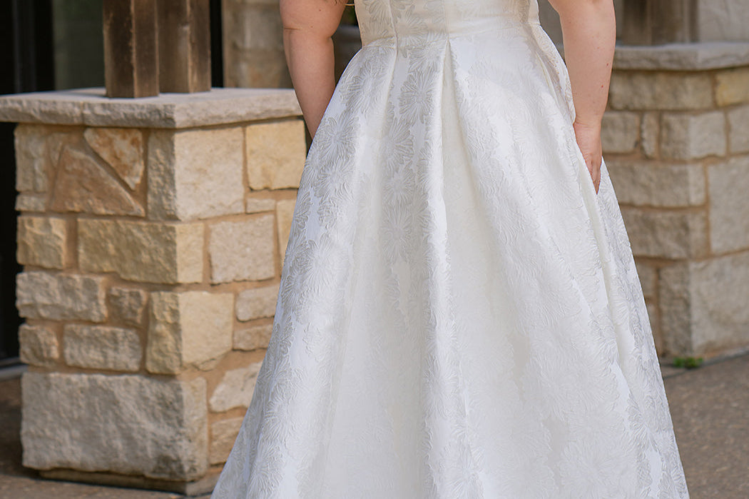 Strapless Plus Size Brocade Wedding Dress – Sydney’s Closet SC5362 ...