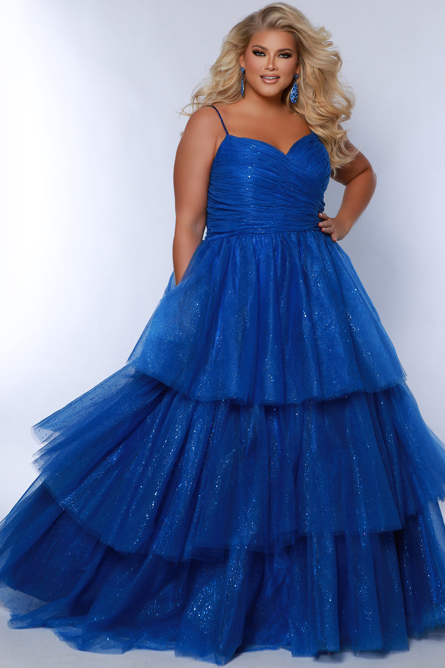 Plus Size Tiered Skirt Prom Ball Gown - Sydney's Closet SC7392