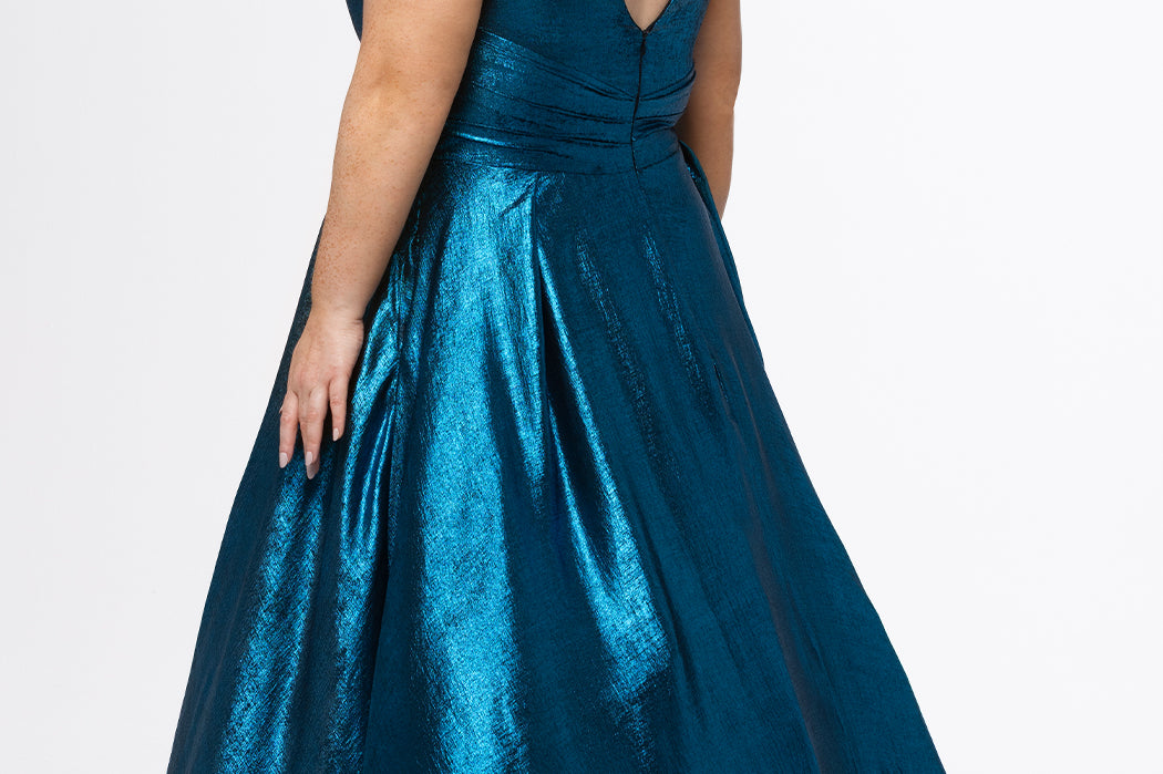 Electric Blue Metallic Knit Plus Size Prom Dress – Sydney’s Closet ...