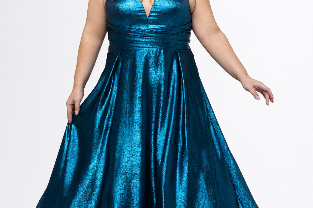 Electric Blue Metallic Knit Plus Size Prom Dress – Sydney’s Closet ...