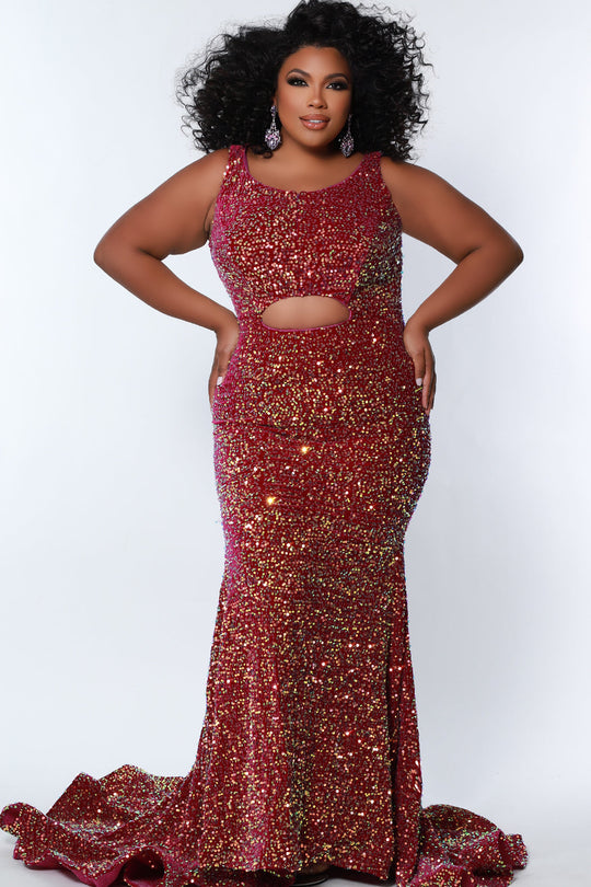Plus Size Shifter Sequin Cutout Evening Gown | JK2301 – Sydney's Closet