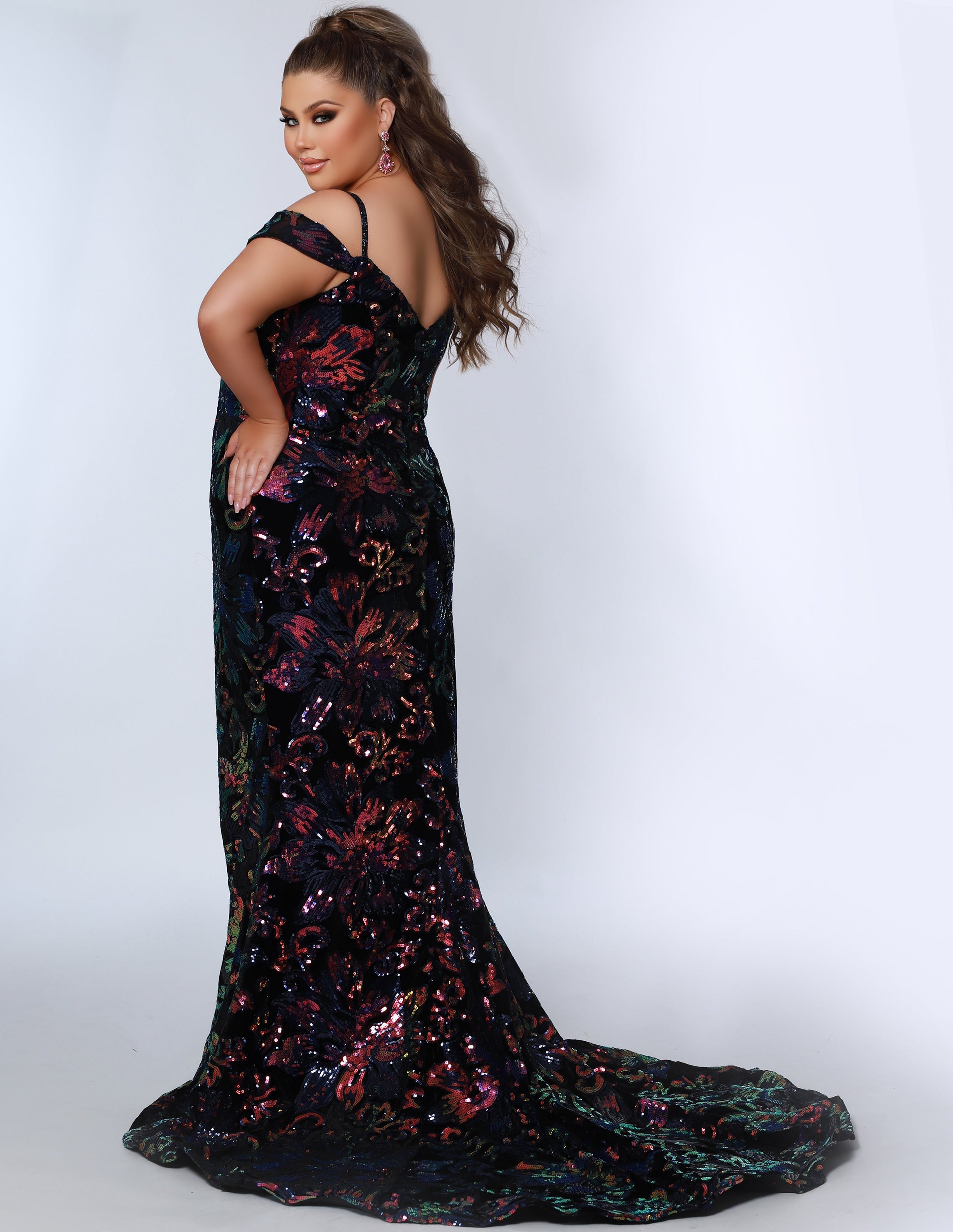 Curvy Axle Ombre & Velvet Sequin Gown - Peacock & Purplicious – Sydney ...
