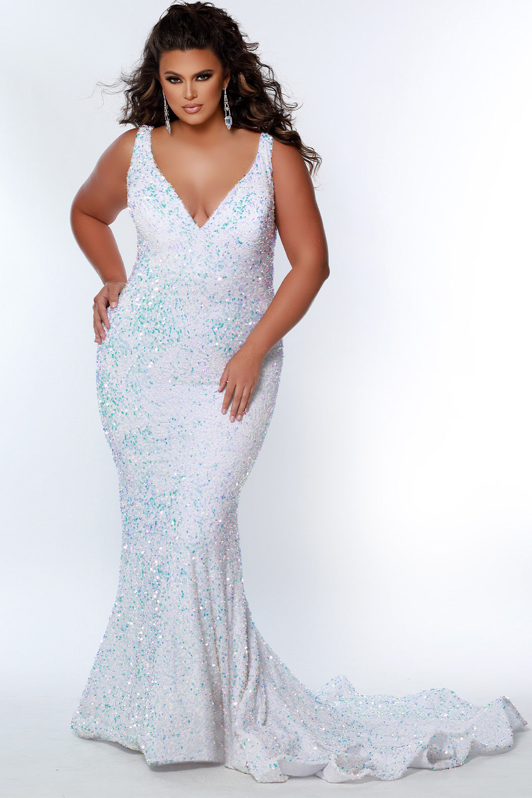 Curvy Sequin & Velvet Bodycon Prom Mermaid Gown