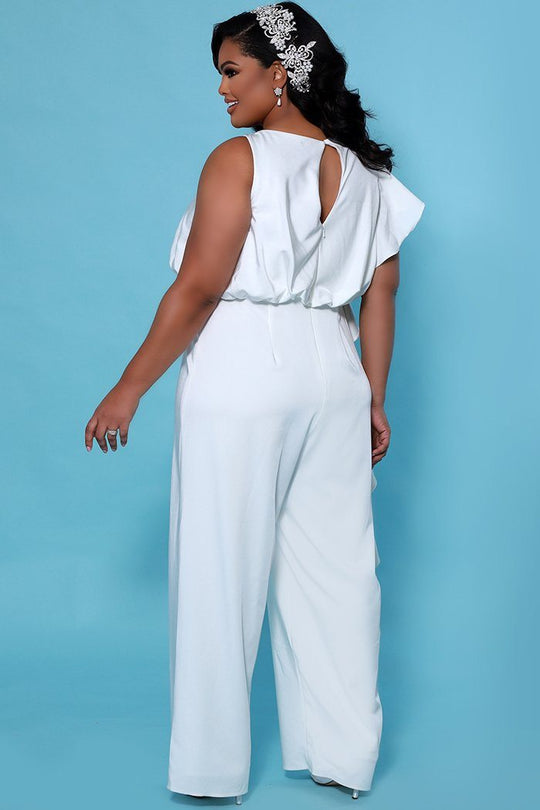 Plus Size Bridal Jumpsuit | White Wedding Jumpsuit – Sydney's Closet