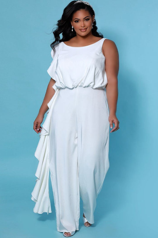 Plus Size Bridal Jumpsuit | White Wedding Jumpsuit – Sydney's Closet