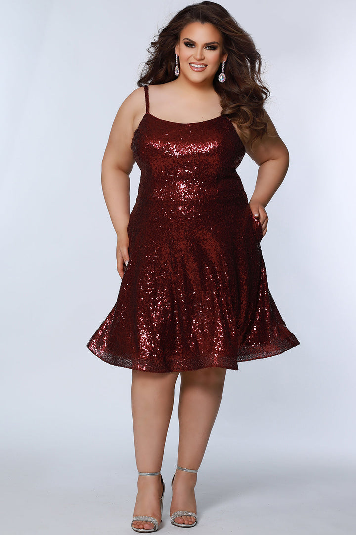 Sequin Plus-Size Short Party Dress - Sydney's Closet SC8122