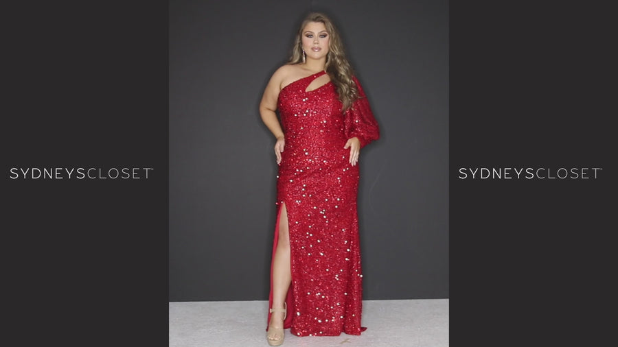 Plus Size Impeccable 1-Shoulder Evening Gown | SC7359